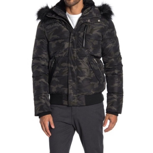 NOIZE Jackets & Coats | Noize Camo Quilted Removable Hoodie Bomber ...